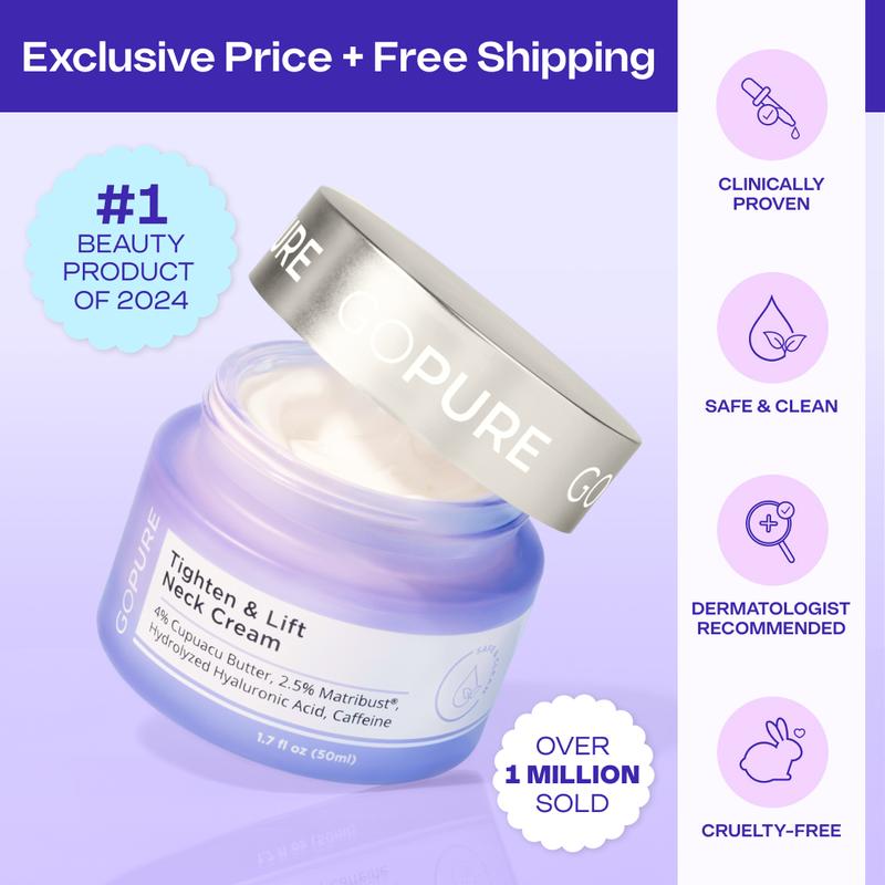 GOPURE Neck Cream Tighten & Lift Firming Cream for Crepey Skin | Black ...
