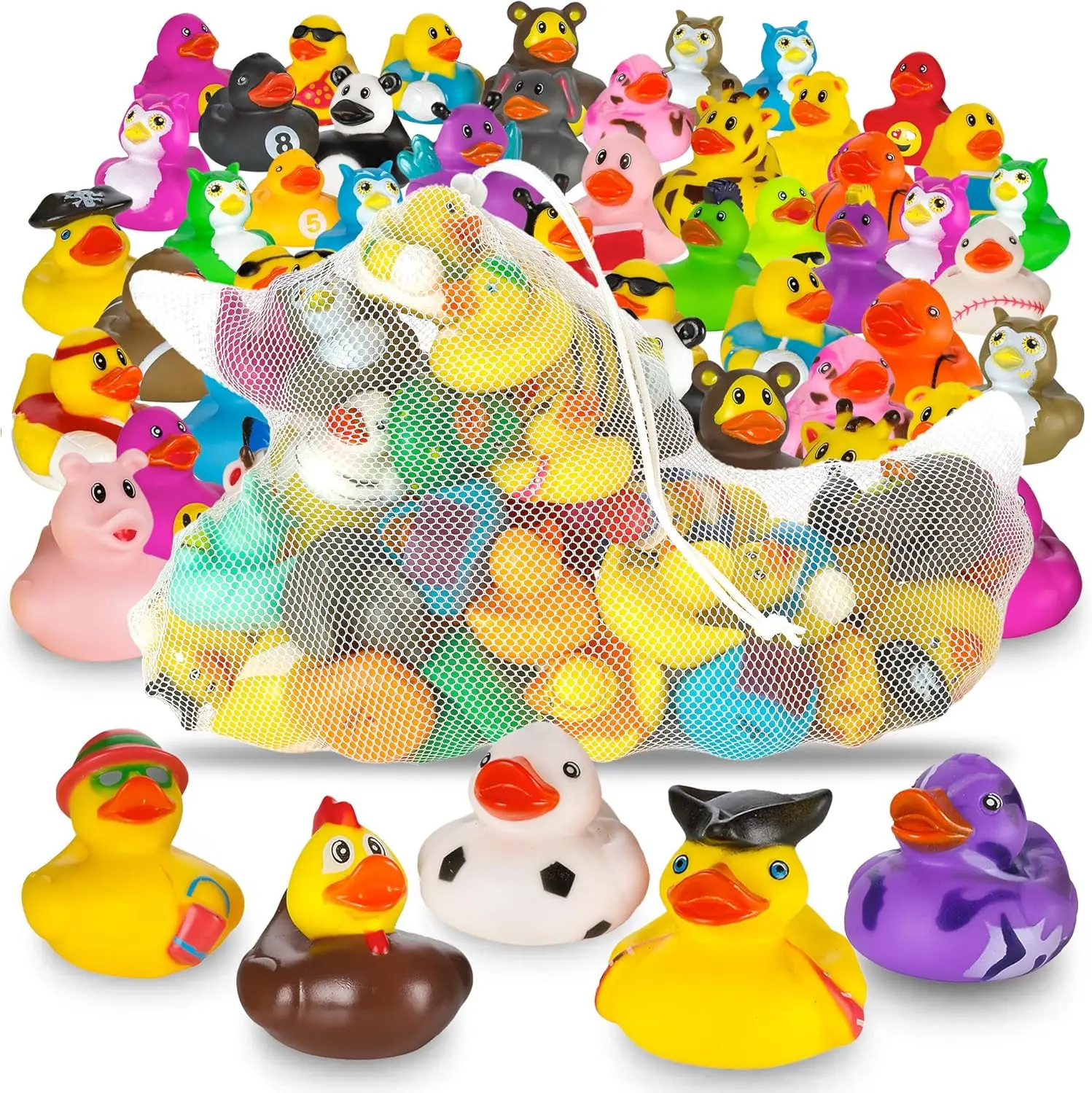 PLAYBEES Rubber Ducks in Bulk 100 Pack Assortment Duckies Kids Baby ...