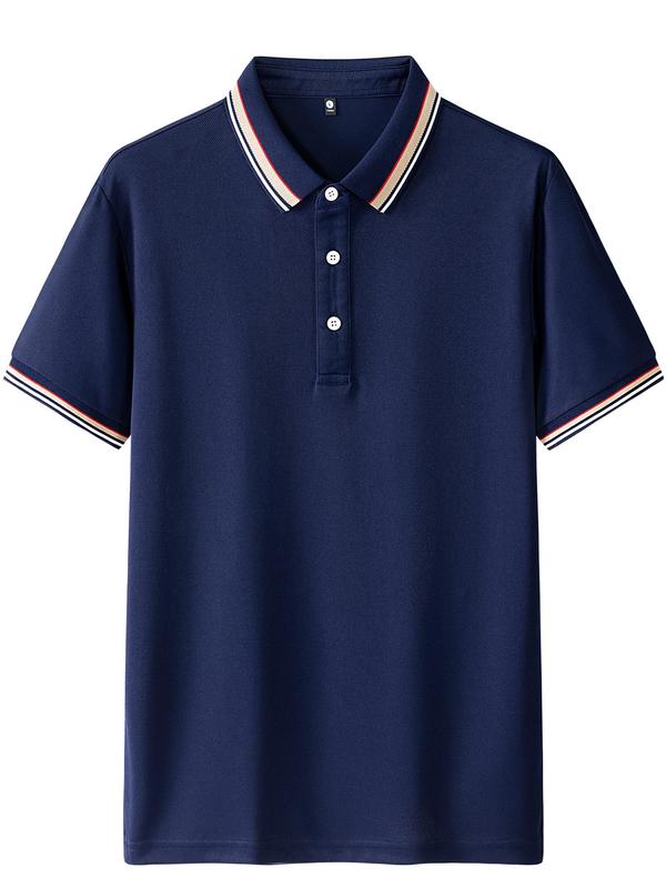 Men's Regular Fit Contrast Binding Short Sleeve Sports Polo Shirt ...
