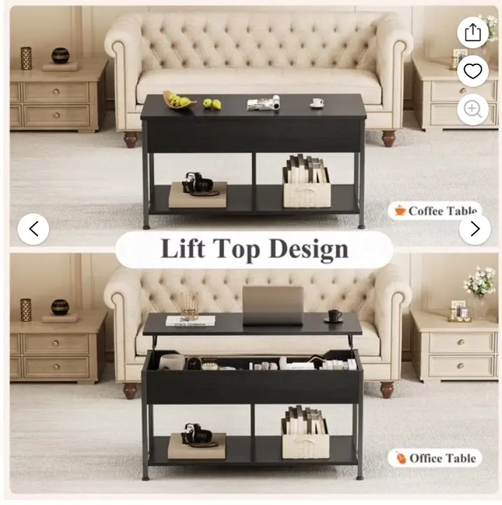 Lift Top Coffee Table with Storage 39" Center Table with Hidden ...