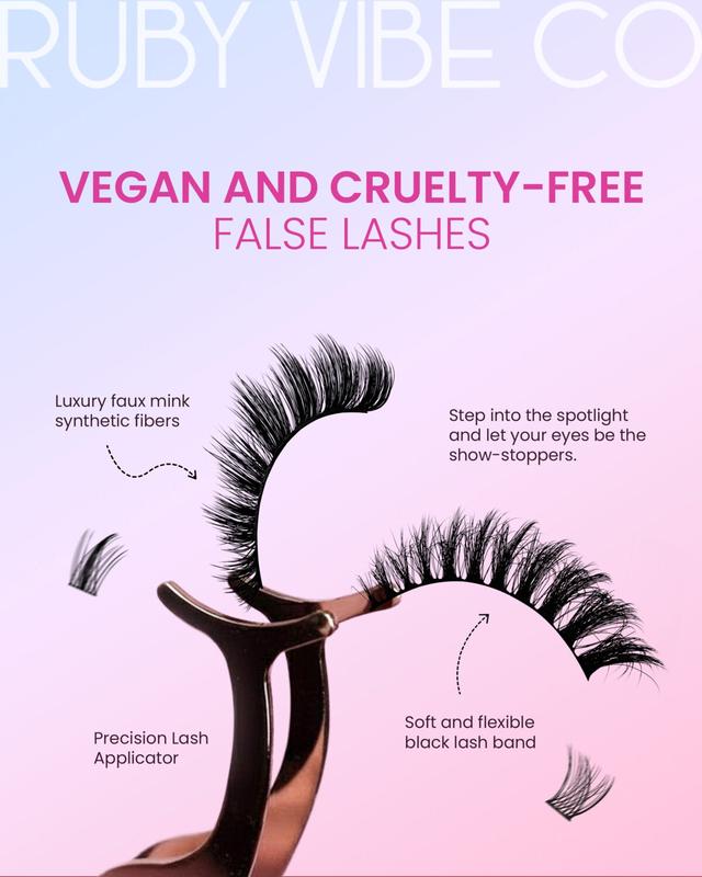 Ruby Vibe Co Angel Wing Clusters DD004 Flared Faux Mink Cluster Lashes ...