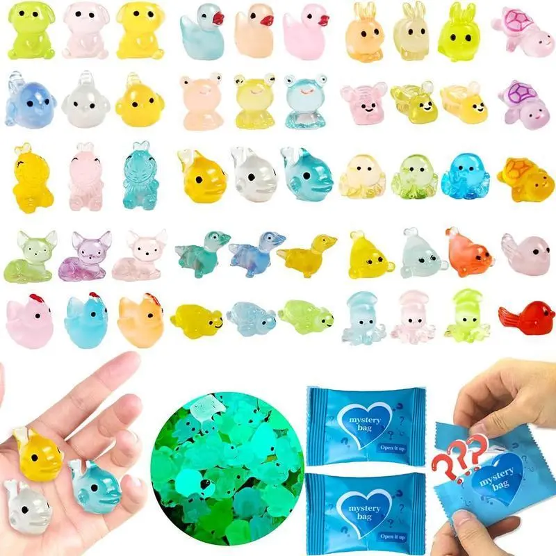 Pocket Store 100 PCS Mini Glow in The Dark Animal Resin Models Random ...