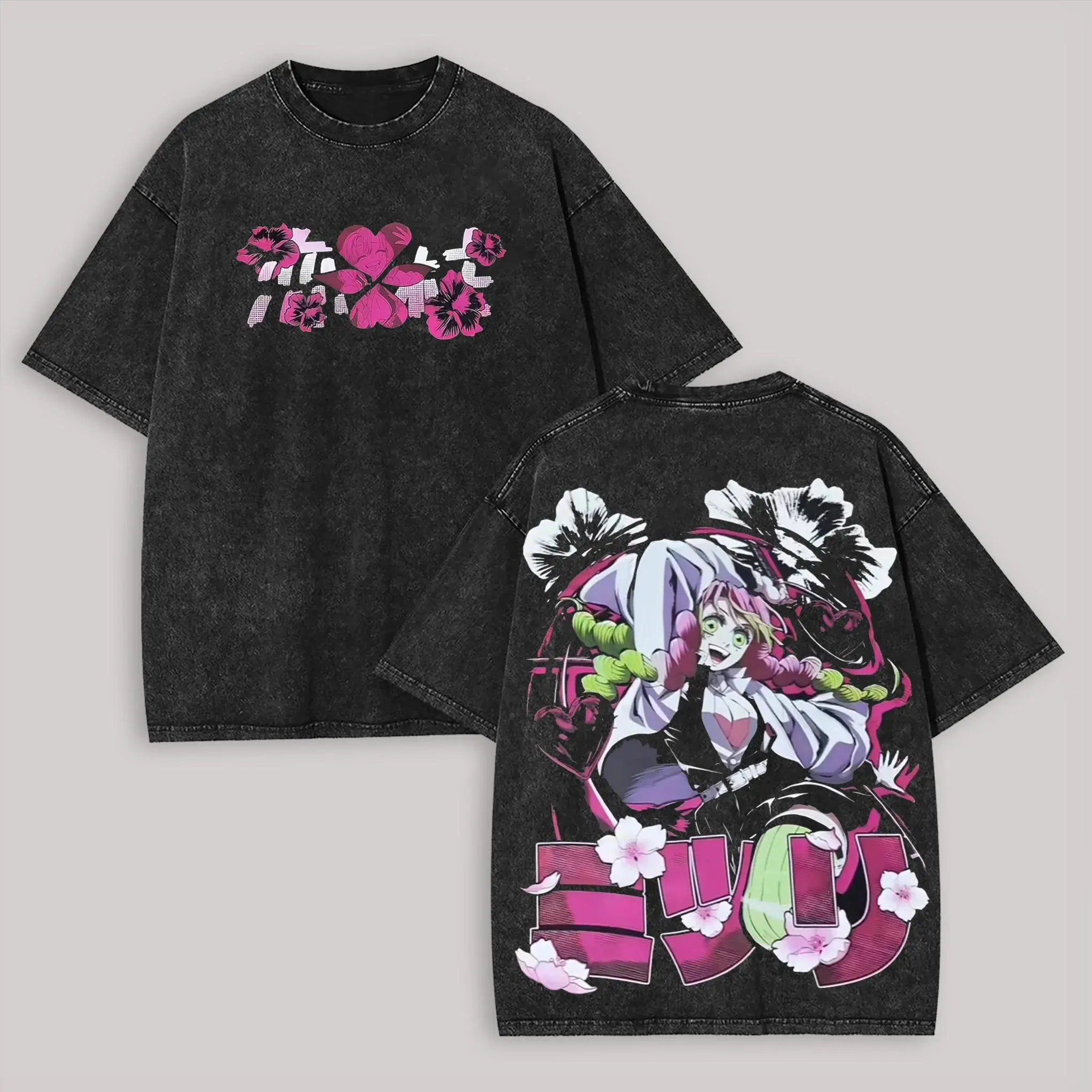 Men's Demon Slayer Mitsuri Kanroji Printed Washed T-Shirt - Short ...