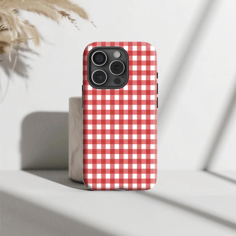 Vintage Red Gingham Checkered IP Phone Case | Cottagecore Aesthetic ...
