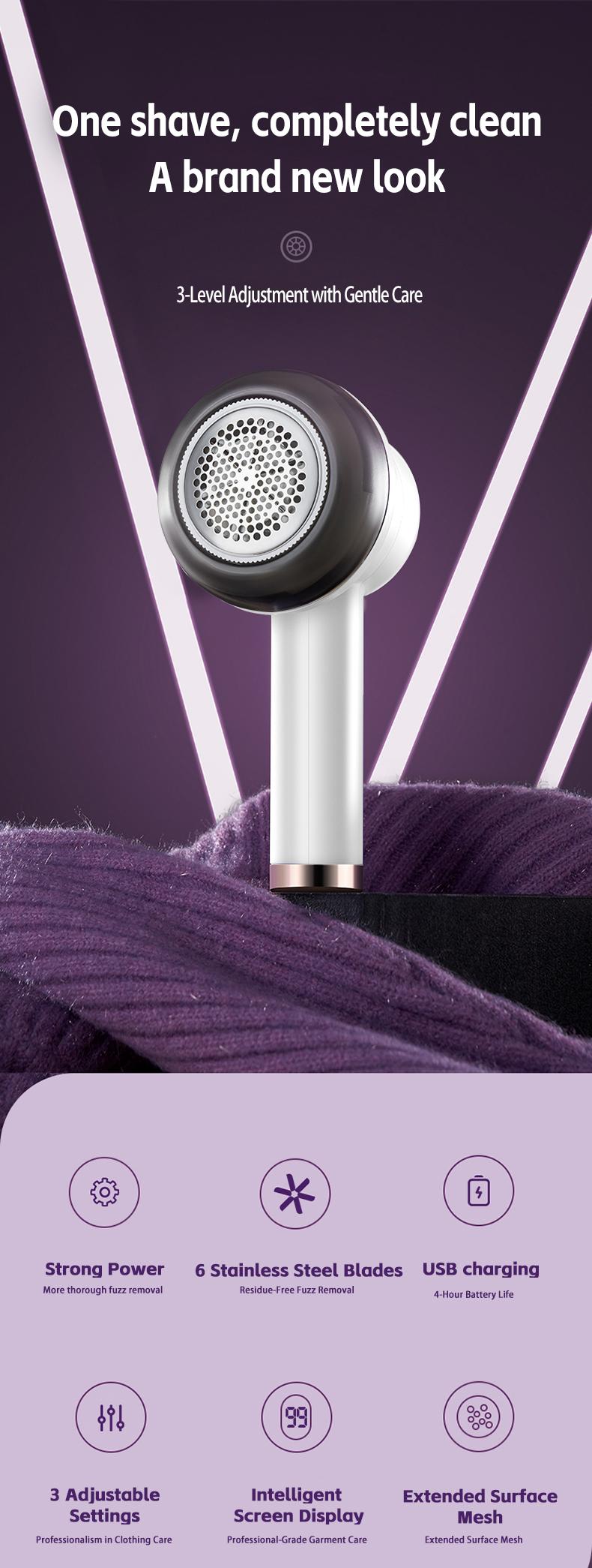 Rechargeable Fabric Shaver With 6-Leaf Stainless Steel Blades， Lint ...