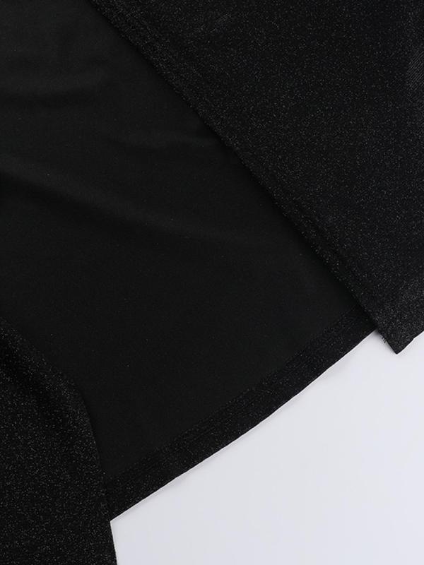 Women's Glitter Backless Split Thigh Tube Dress, Elegant Strapless ...