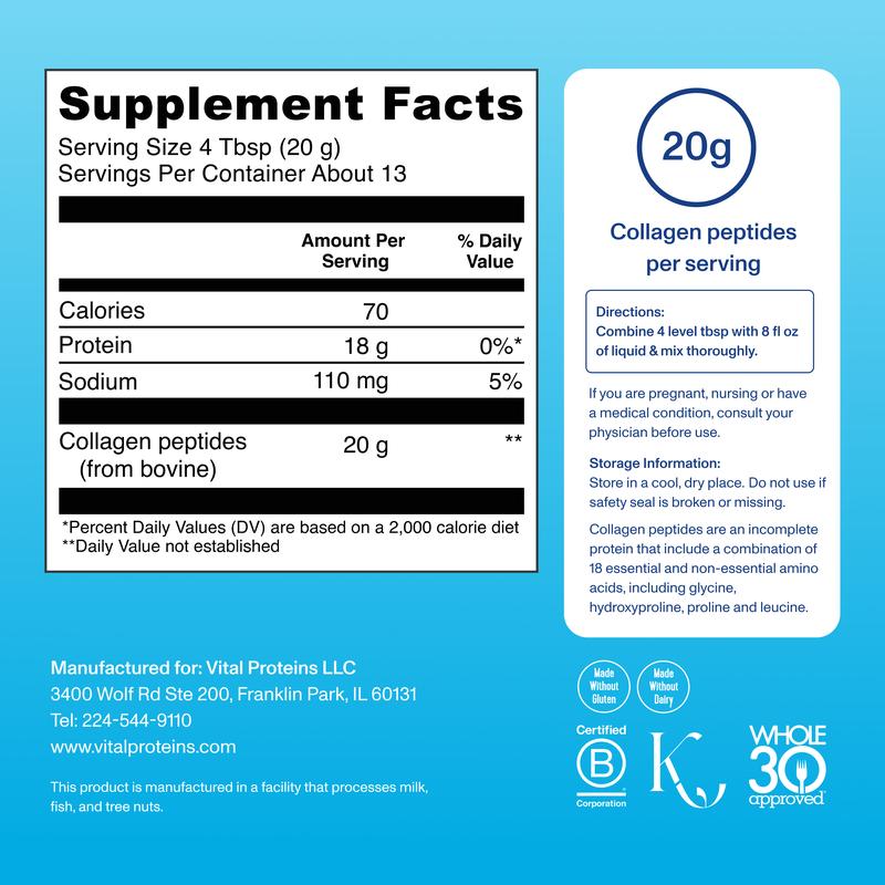 Vital Proteins Collagen Peptides Powder, Promotes Hair, Nail, Skin ...