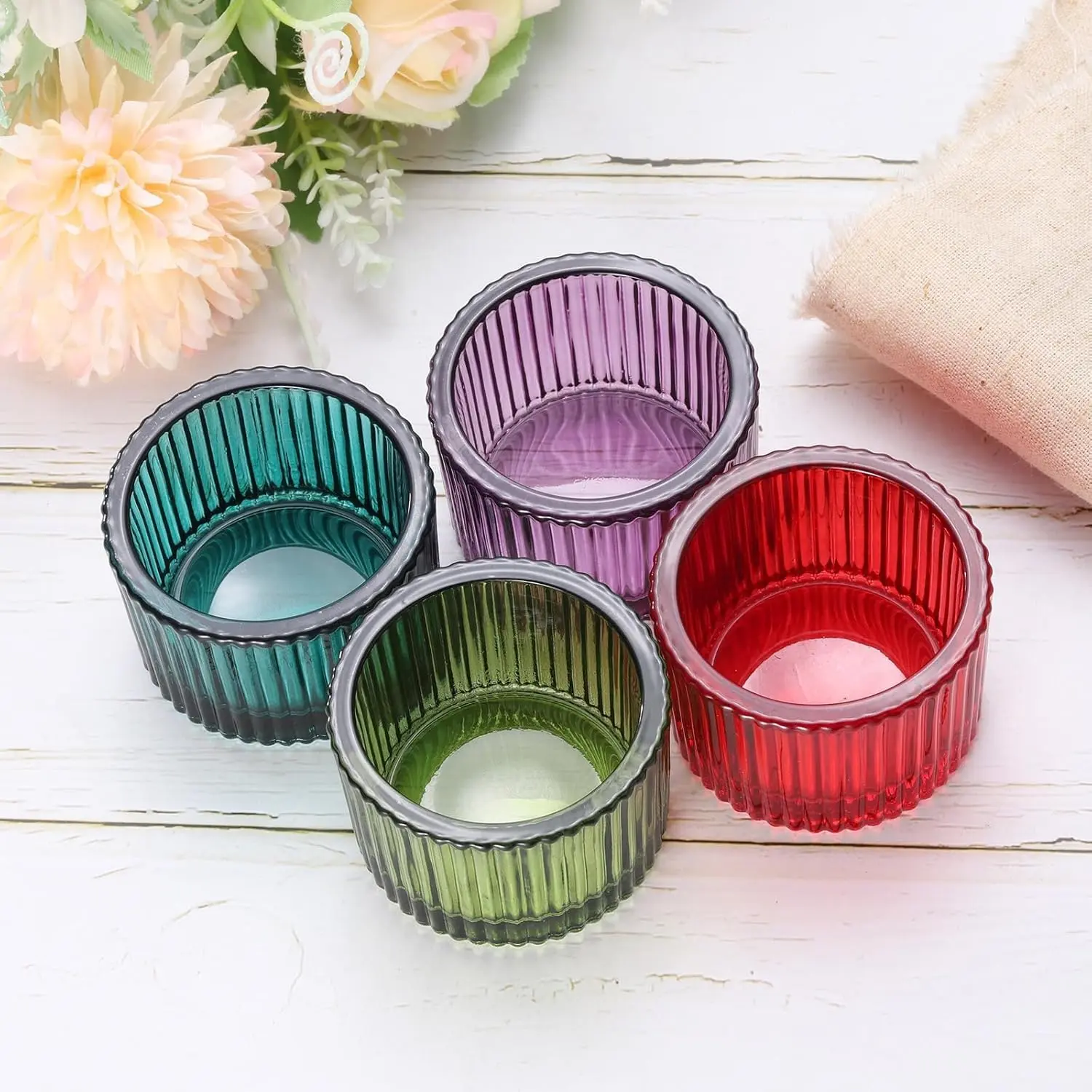 2 count Tealight Candle Holder, Lights Candle Holder Glass Votive ...