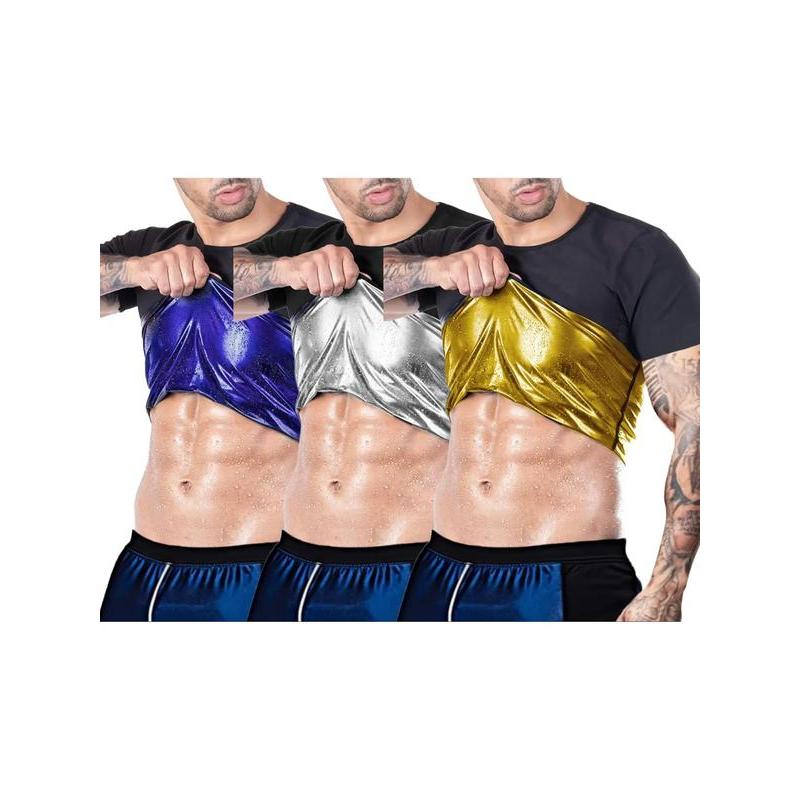 Men's Short Sleeve Sauna T-shirts, Sweat Enhancing Compression Tee ...