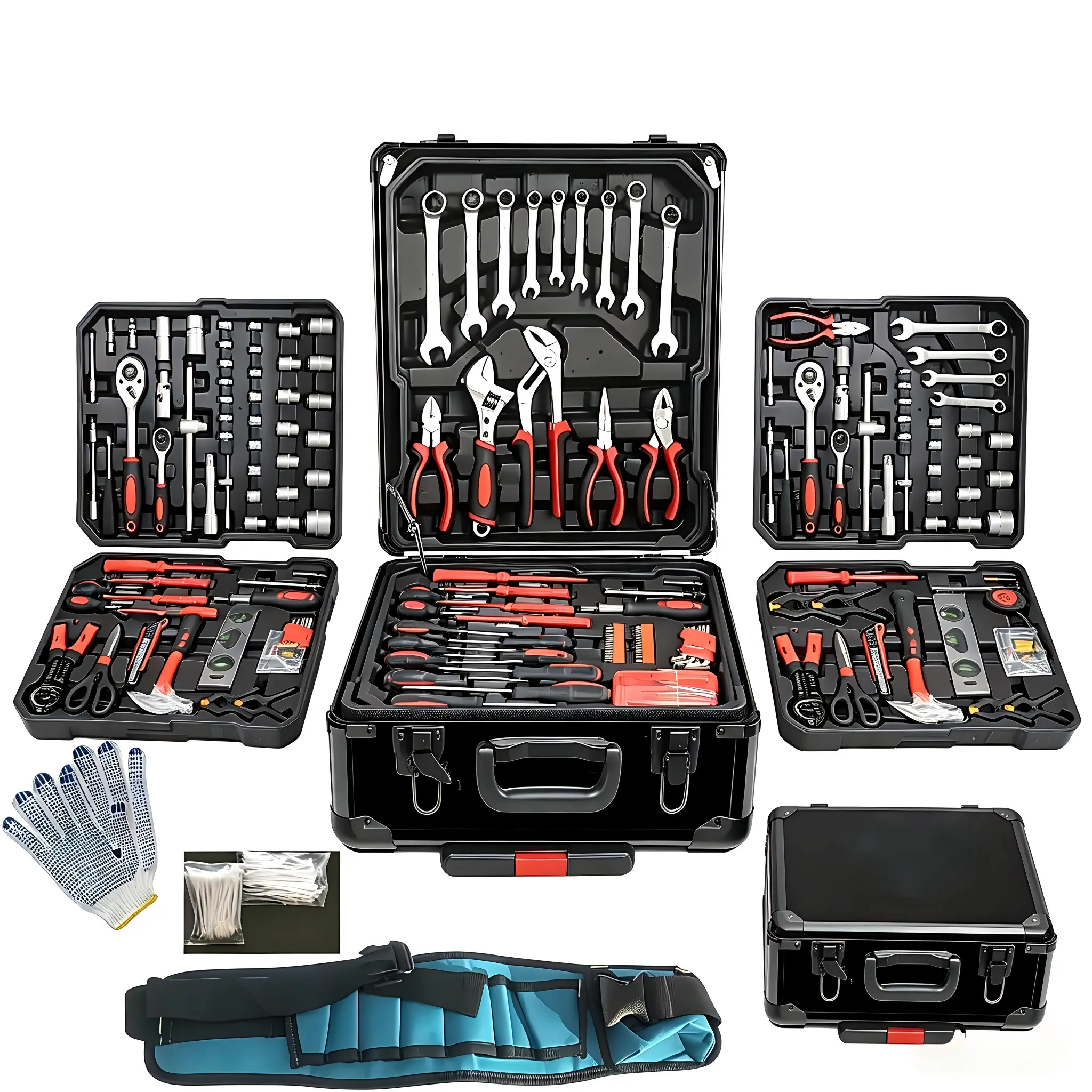 Durable hand tool set with rolling wheels, aluminum trolley case ...