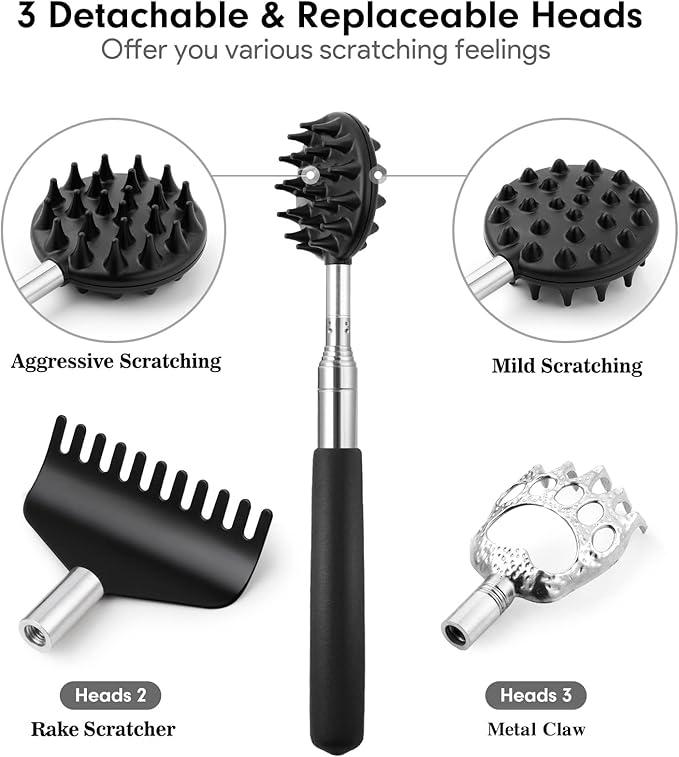 Telescoping Back Scratcher with 4Pcs Detachable Scratching Heads ...