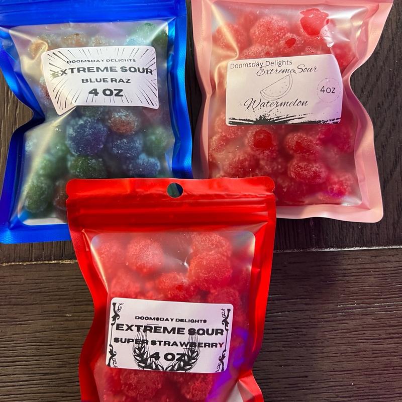 12oz 3 Pack OF Sour Blue RAZ, Watermelon, Strawberry Gummy Candy ...