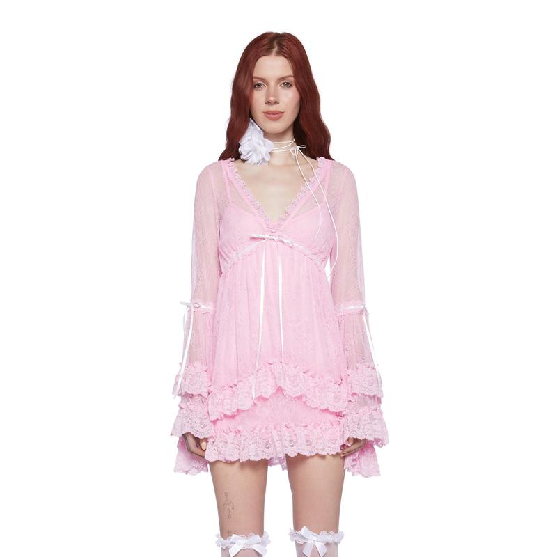 Real Divinity Mini Dress - Lace Pink - TikTok Shop