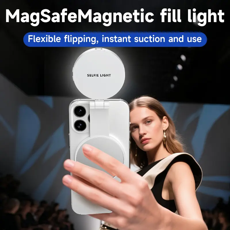 MagSafe Magnetic Fill Light – 360° Rotating Selfie Light with 3 Color ...