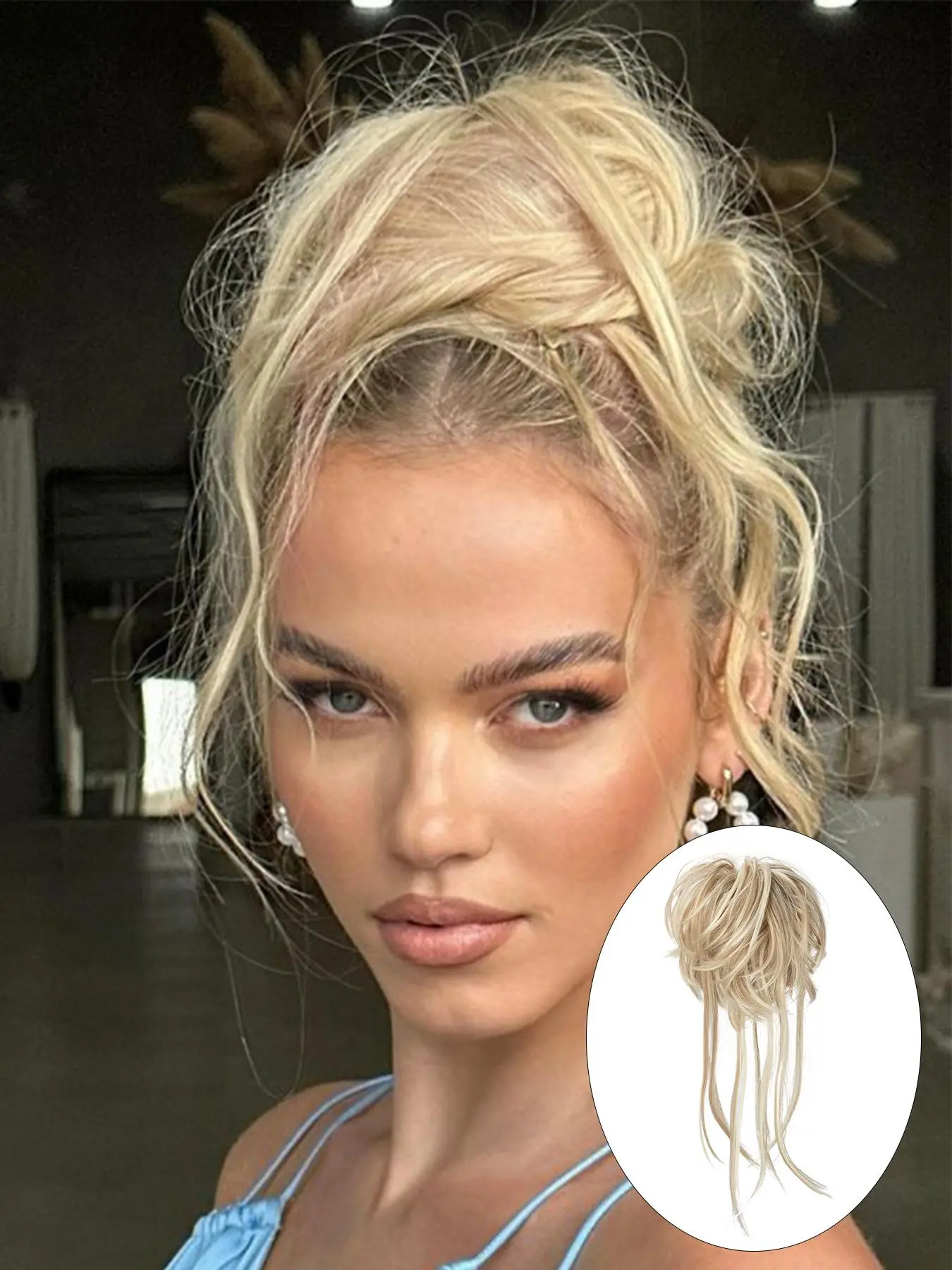 12 Inch Short Wavy Synthetic Hair Bun, Natural Fluffy Hair Bun ...