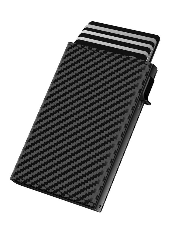 Men's Simple Wave Print RFID Blocking Card Holder, Casual Business ...