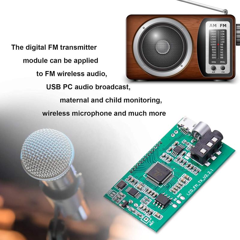 2 Pieces Digital FM Transmitter Module Stereo FM Transmitter DSP PLL 76 ...
