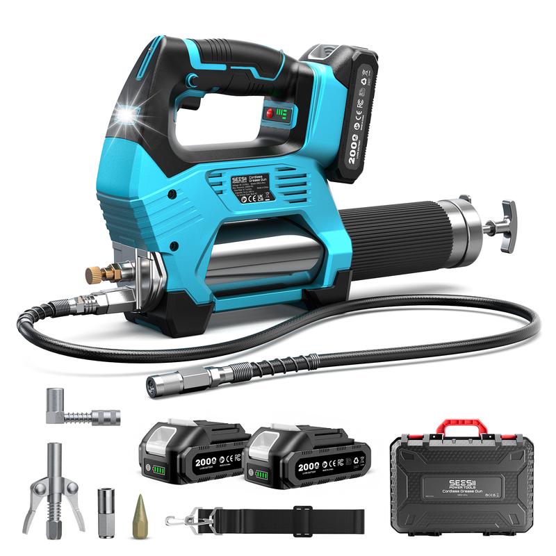 SEESII 12000PSI Cordless Electric Grease Gun - Brushless Motor, 3-Speed ...