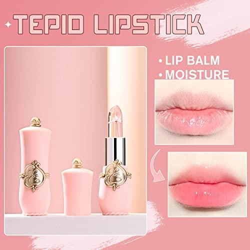 6 Pcs/Set Flower Jelly Lipstick Set Temperature Change Moisturizer Long ...