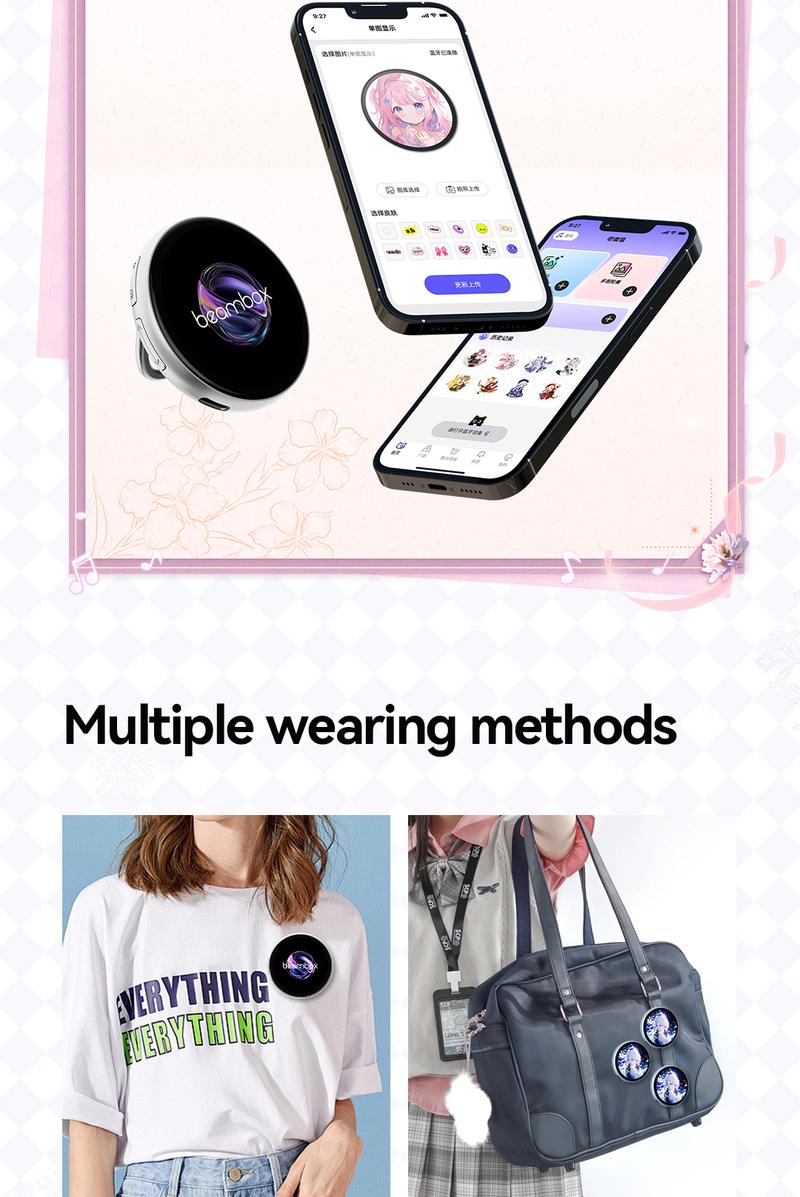 🔥Digital Badge Photo Video GIF Display Screen Pins Pixel Touchscreen ...