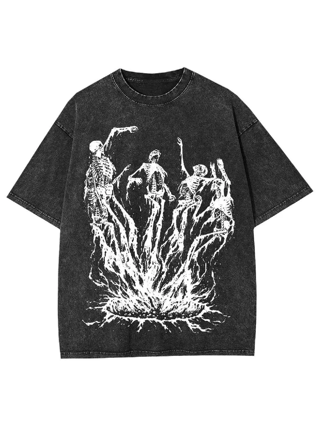 Printed Short-sleeved T-shirt - New Style, Washed and Distressed, Retro ...