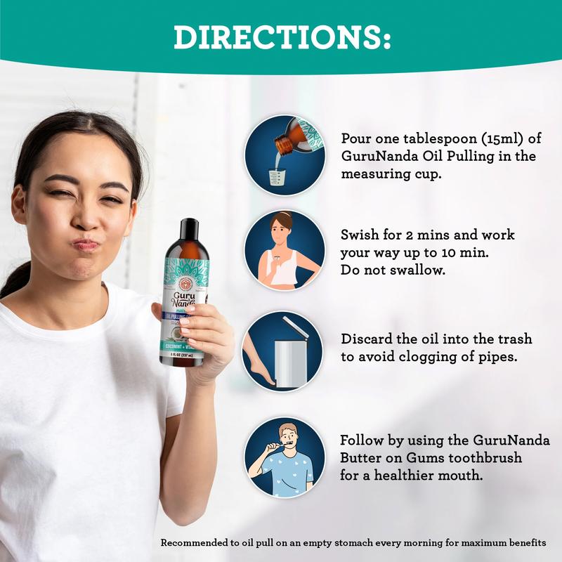 GuruNanda Cocomint Pulling Oil with 7 Essential Oils & Vitamins D3, E ...