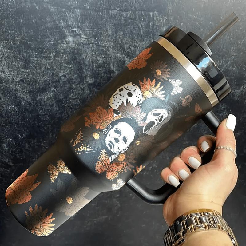 Horror Icons 40oz Fall Tumbler Collection Spooky Slasher Floral Cup ...