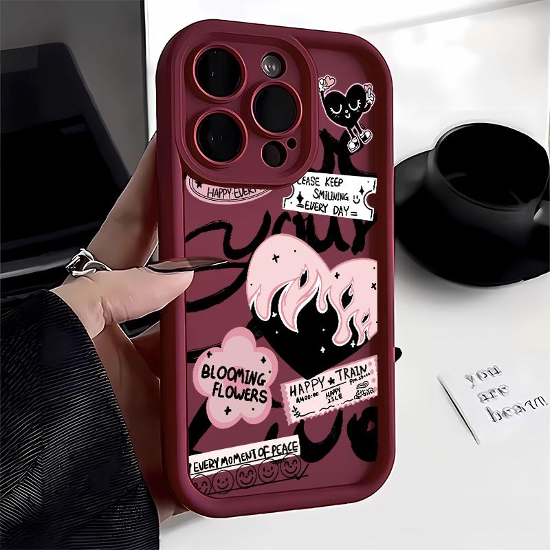 Trendy Black Pink Love Pattern TPU mobile phone case applicable for ...