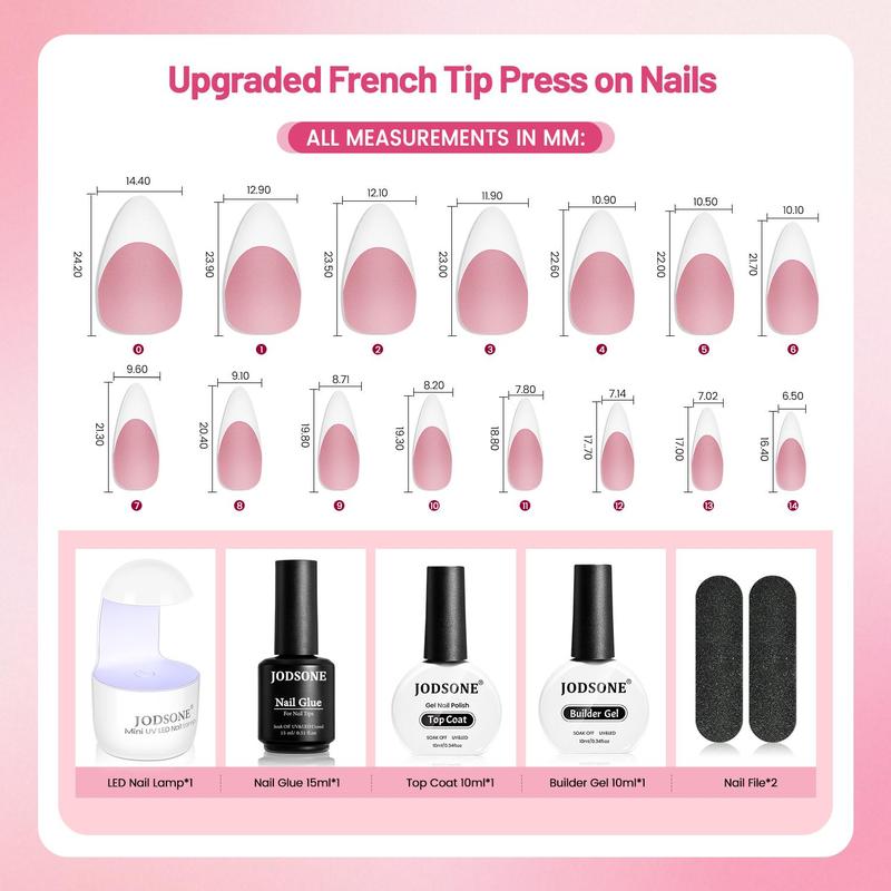 JODSONE 154PCS New Upgrade French Gel Nail Tips Kit French Tip Press on ...