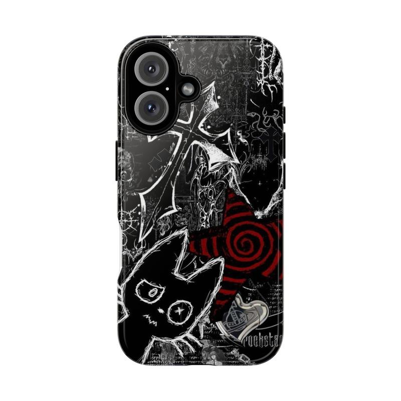 Creepy Cat Phone Case Spooky Goth Aesthetic for iPhone 16 15 14 13 12 ...