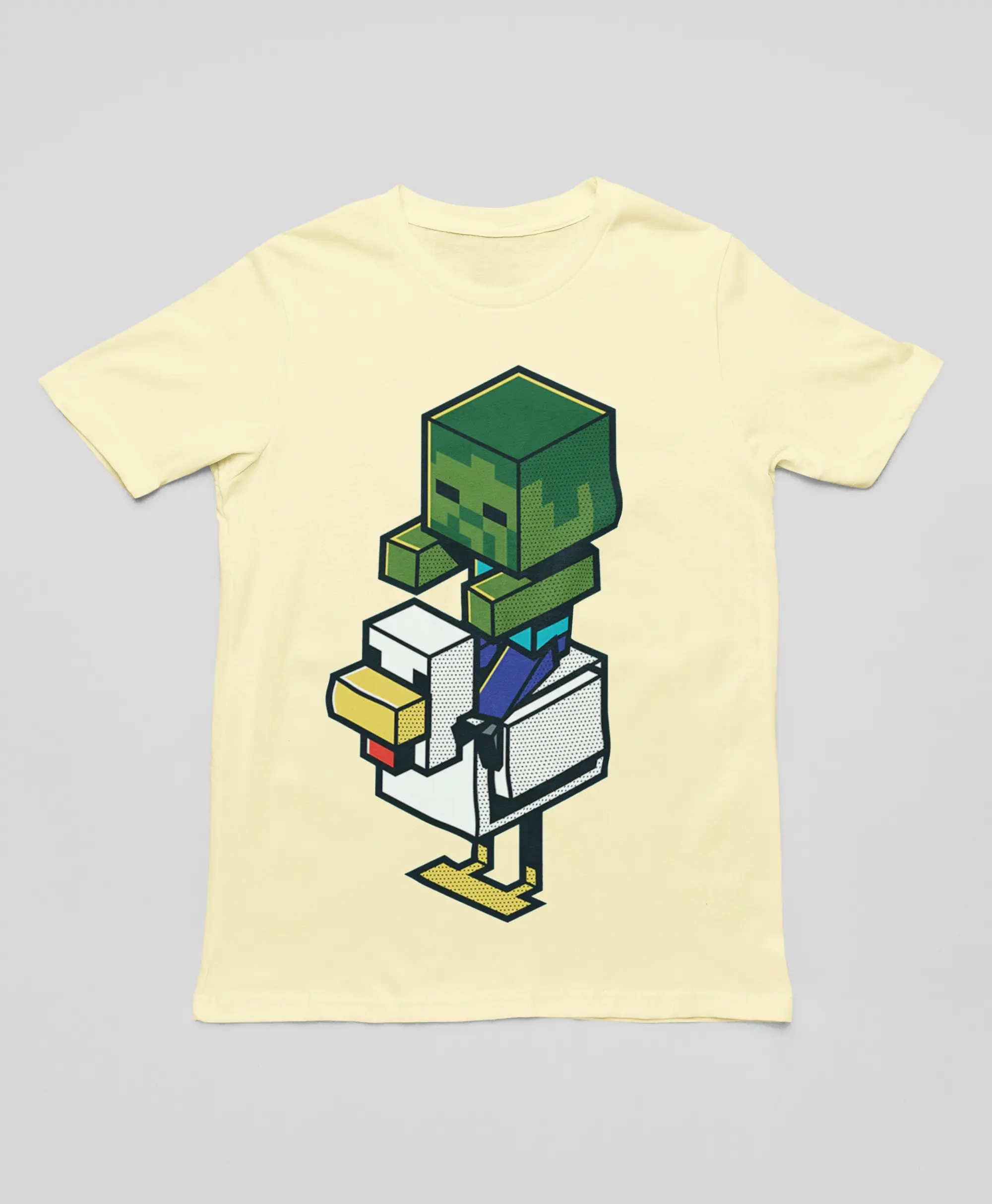 Minecraft Jolly Mobs Chicken Jockey Tee, Funny Creeper Pixel Art Shirt ...