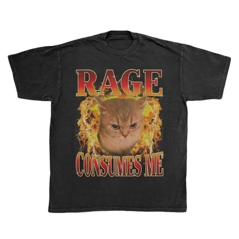 Angry Cat Fire Shirt | Rage Consumes Me Chaotic Tee | Ironic Cat Meme ...
