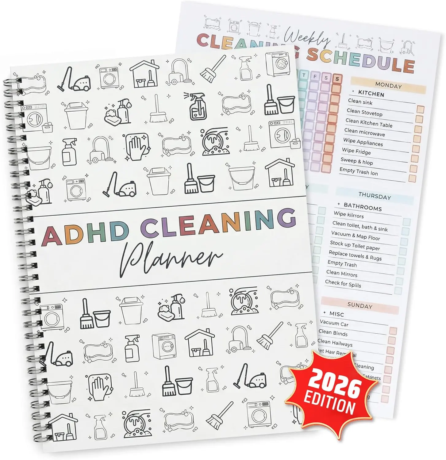 Cleaning Planner for Adults & Teens Undated Daily Weekly Monthly Yearly ...