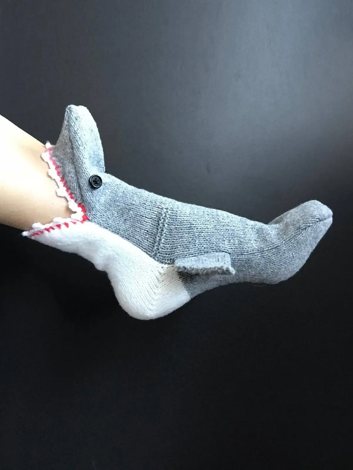 1pair Unisex Christmas Shark Socks Funny Animal Bite Foot Knitted Floor ...