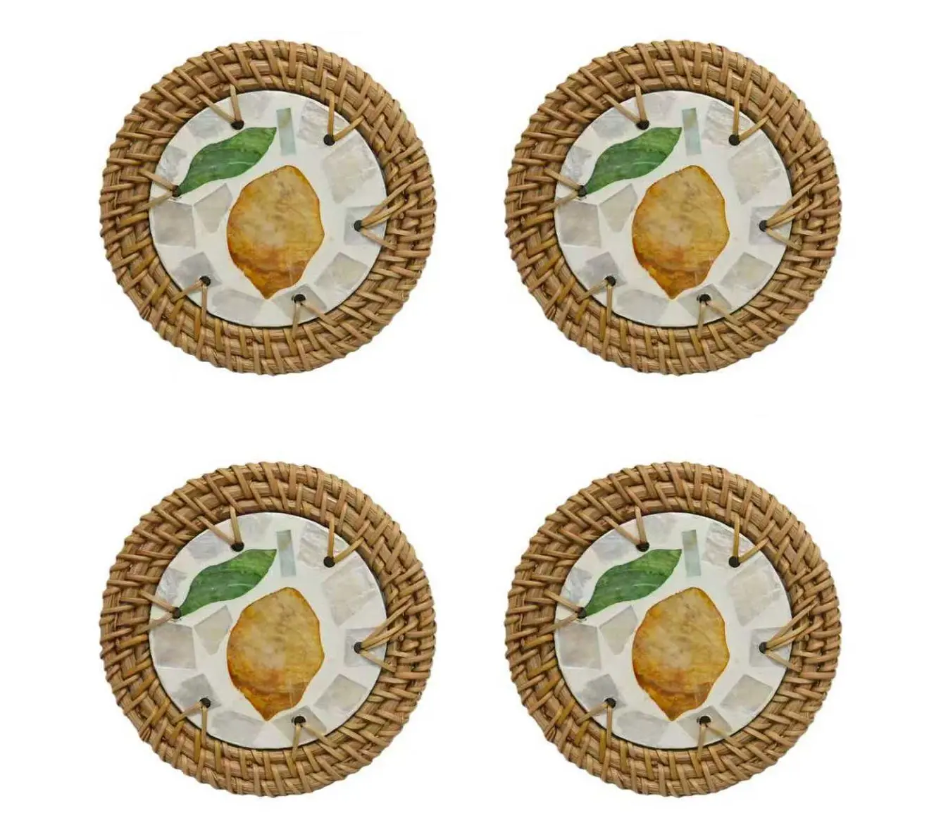 Temp-tations Set of 4 Capiz Rattan Coasters - TikTok Shop