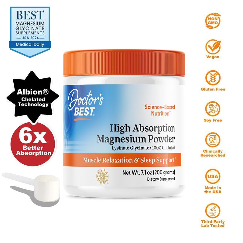 Doctor's Best High Absorption Magnesium Powder Dietary Mineral ...