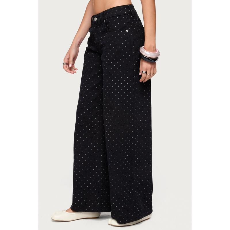 Misha Polka Dot Low Rise Baggy Jeans - TikTok Shop