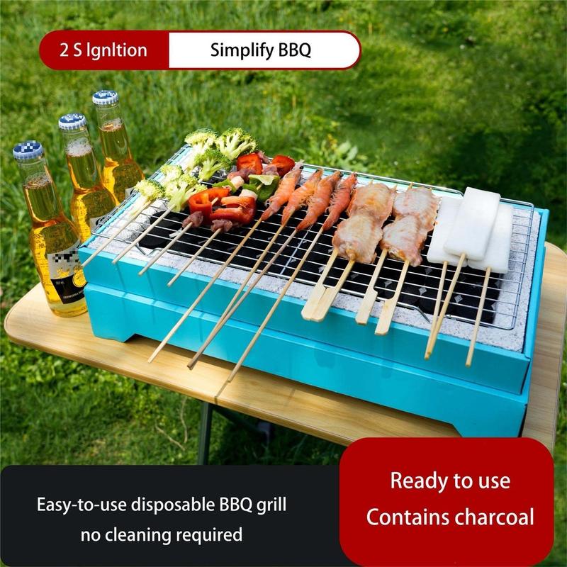 EZ Disposable BBQ grill, 120 minutes of continuous burning, used by 3-6 ...