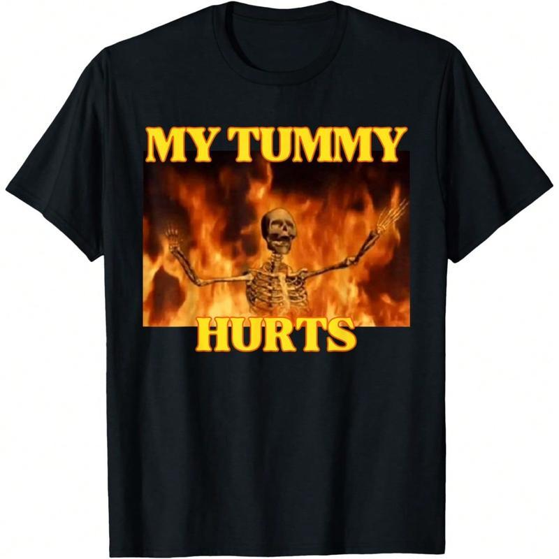 My Tummy Hurts Funny Hard Skeleton Meme T-Shirt - TikTok Shop