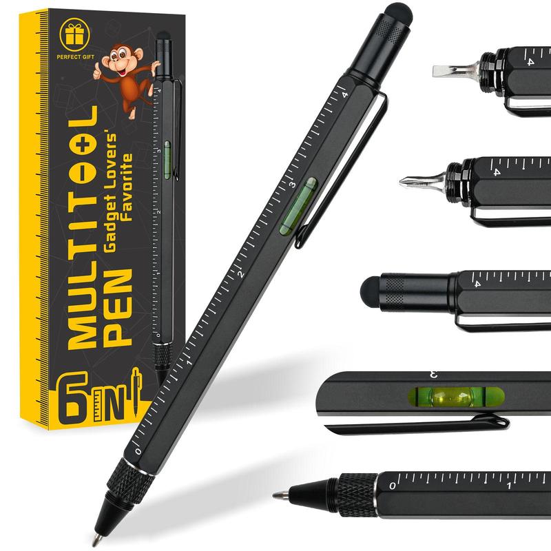 6 in 1 Multifunctional Tool Pen, 1/5 Counts Durable Ballpoint Pen with ...