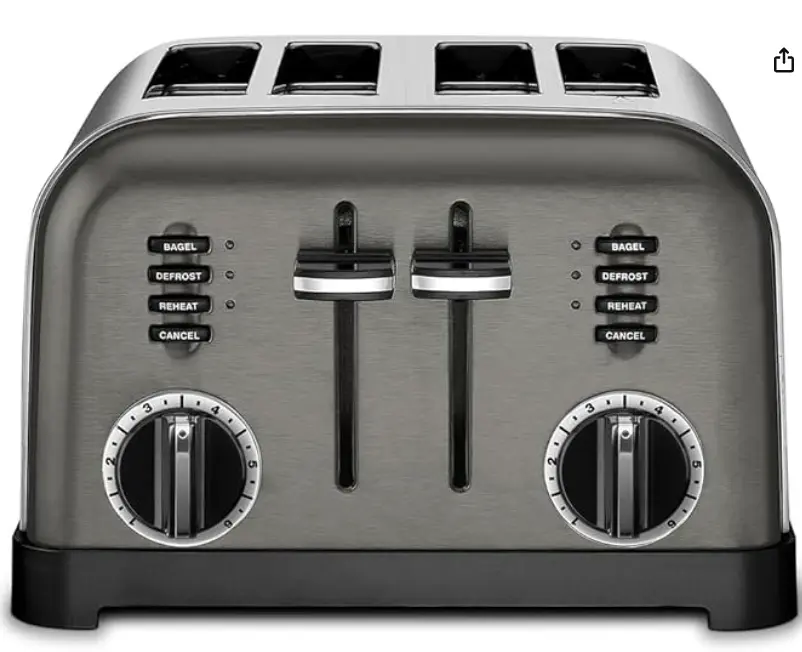 4 Slice Metal Classic Toaster with Adjustable Settings and Easy-Access ...