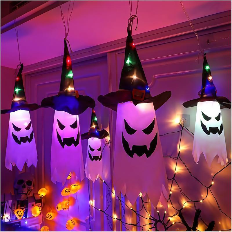 5 Halloween Spooky Witch Hats, 11.4 Inch - LED Hat String Lights ...