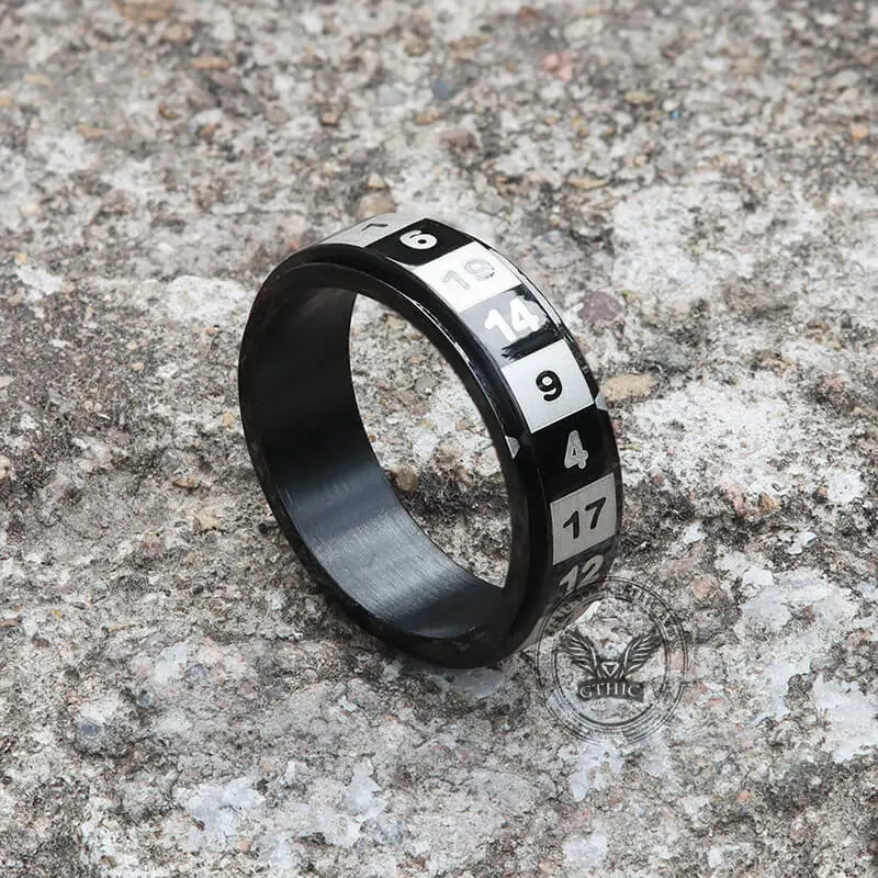 GTHIC D20 Random Number Stainless Steel Spinner Dice Ring for Unisex ...