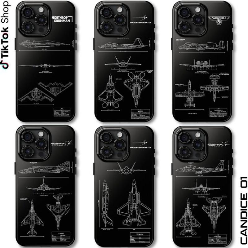 US Military Fighter Jets Blueprint Phone Case, B2 Spirit F22 Raptor A10 ...