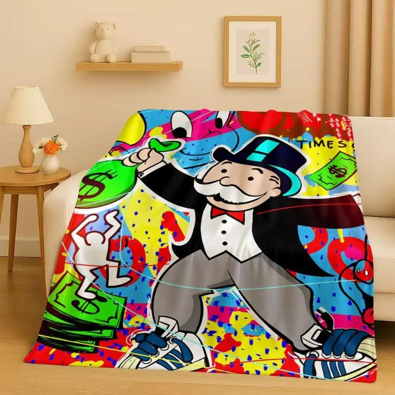 Monopoly Money Dollar Cartoon Blanket Ultra Soft Flannel Plush Cozy ...