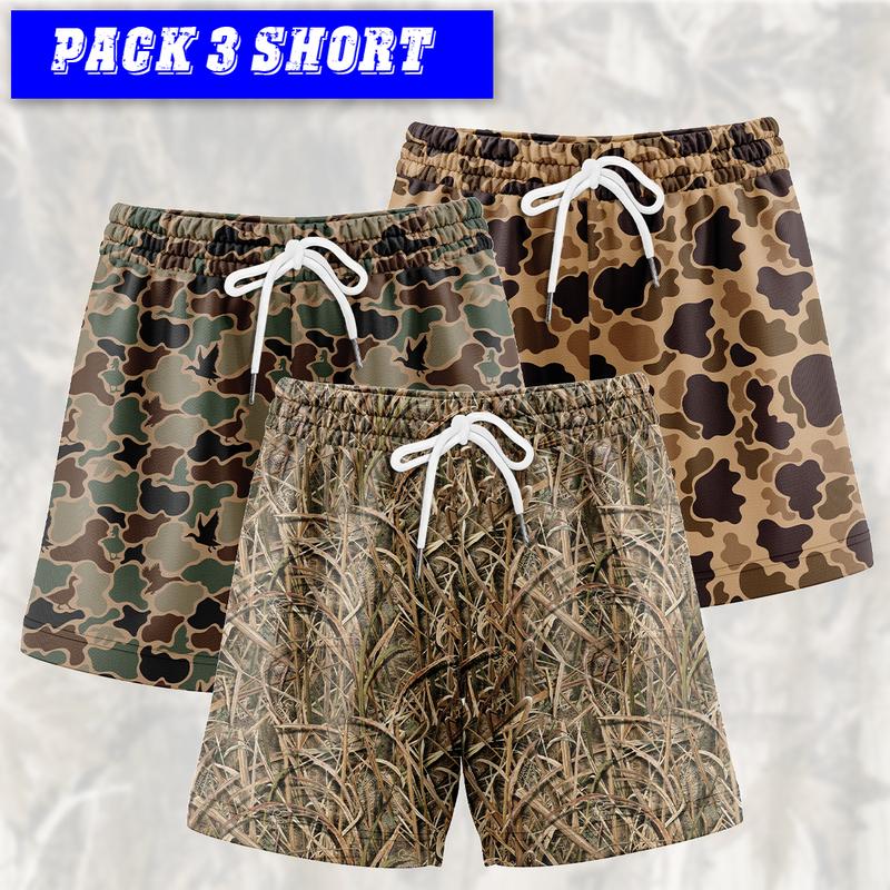 Pack 3 Camo Duck Hunting Shorts With 5 Inch Inseam, Perfect for the Gym ...