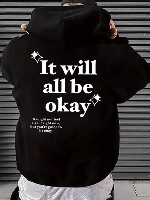 Men's Letter & Star Print Drop Shoulder Hoodie, Fashion Casual Regular ...