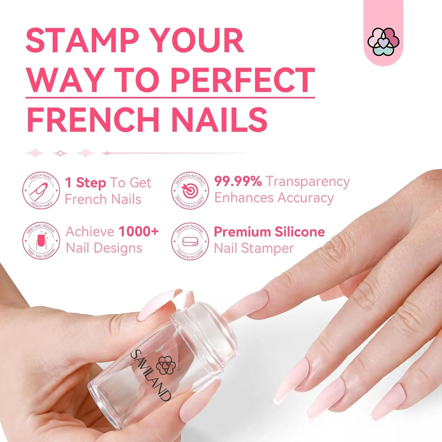 Saviland French Tip Nail Stamp - 4PCS Nail Art Stamper Kit Clear ...