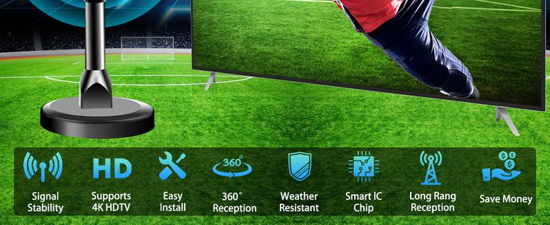 6000-Foot Smart TV Indoor Digital TV Antenna 2025 HD TV Antenna with ...