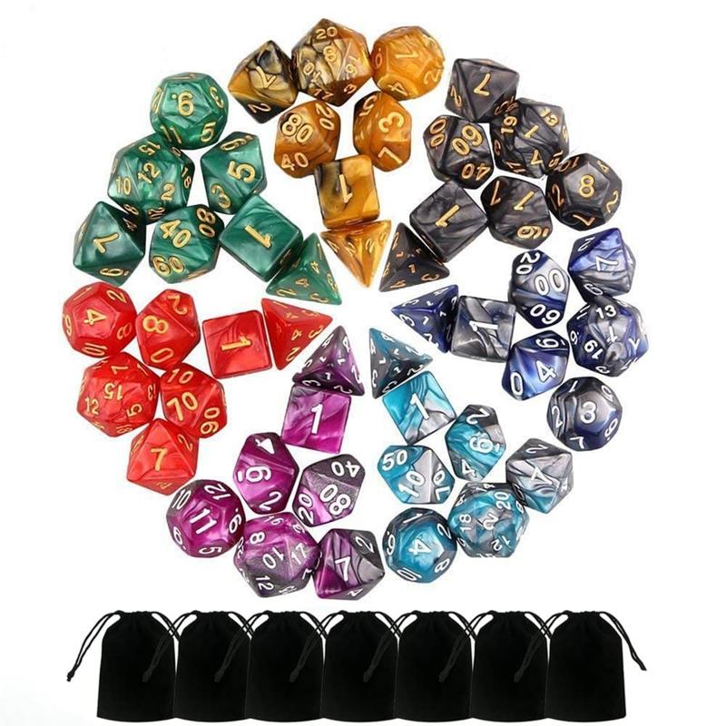 49 Packs DND Dice Set, 7 Sets Polyester D&D Dice with 7 Pouches for ...